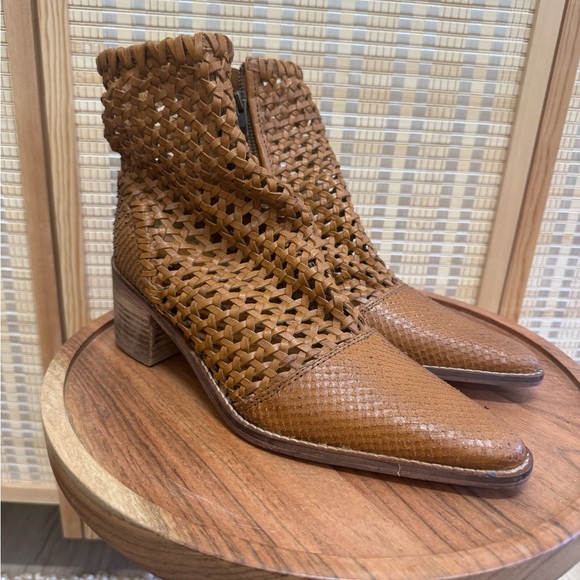 Free People | Shoes | Free People Brown Boho Woven Ankle Booties | Poshmark